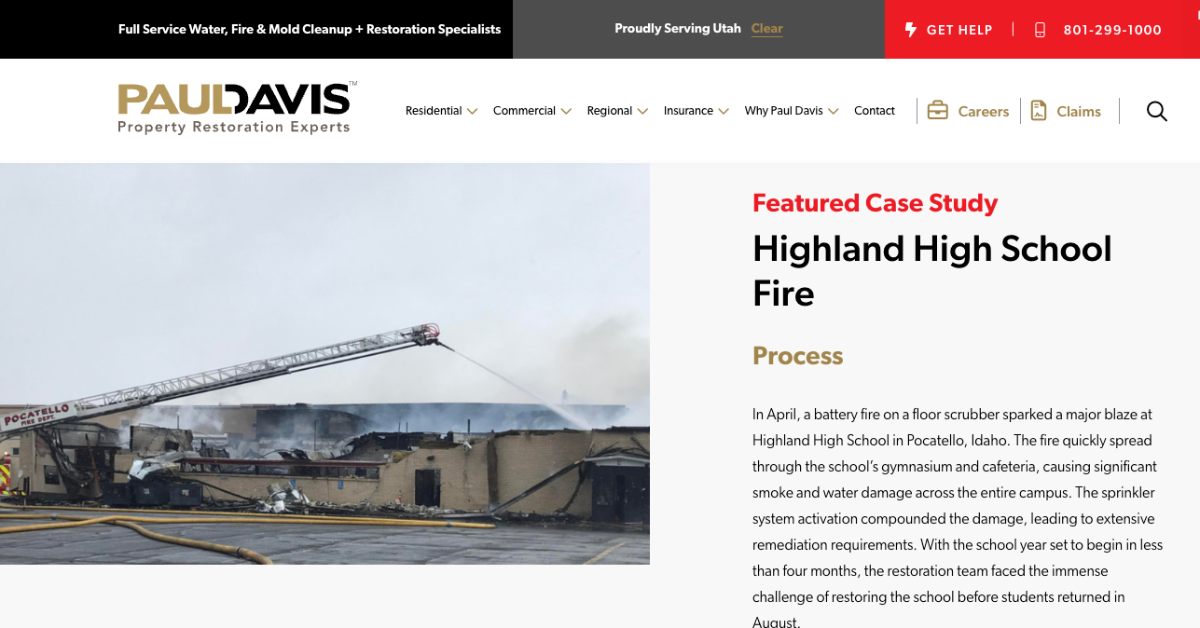 Highland High School Fire Restoration - Case Study
